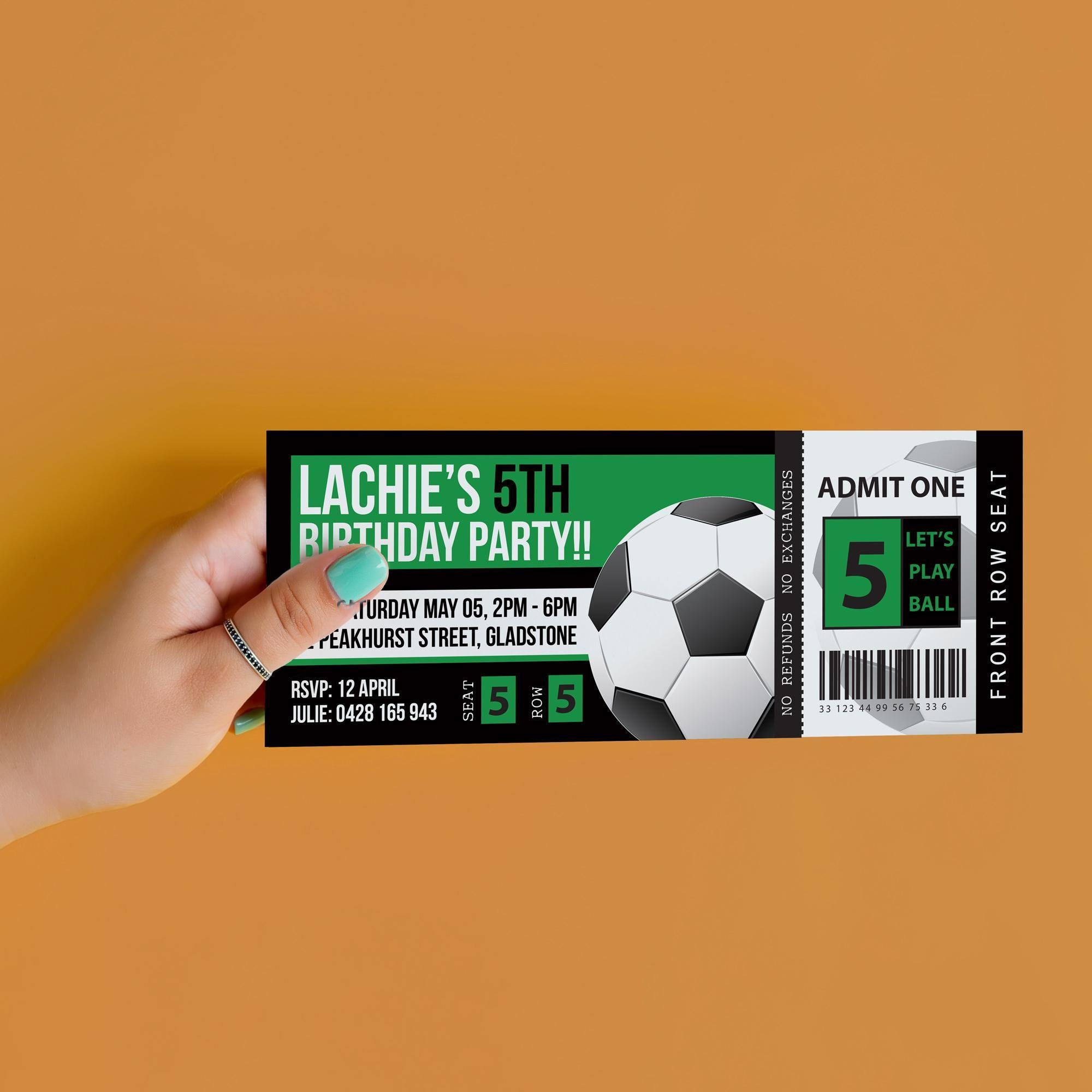 Soccer Ticket Birthday Invitation | Football Ticket Birthday Invite ...