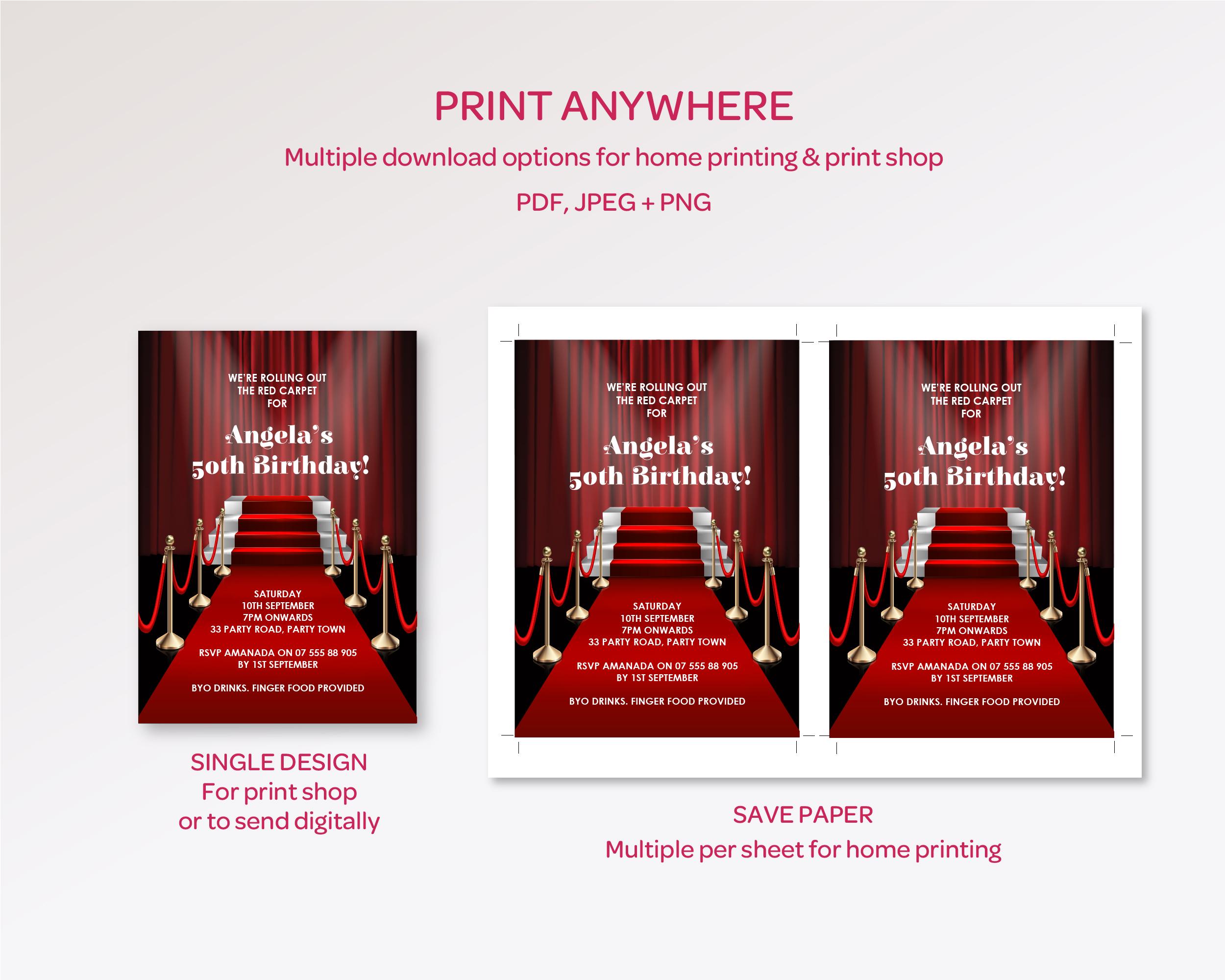 Red Carpet Invitation | Themed Red Carpet Party Invitation Template | Instant Download Editable ...