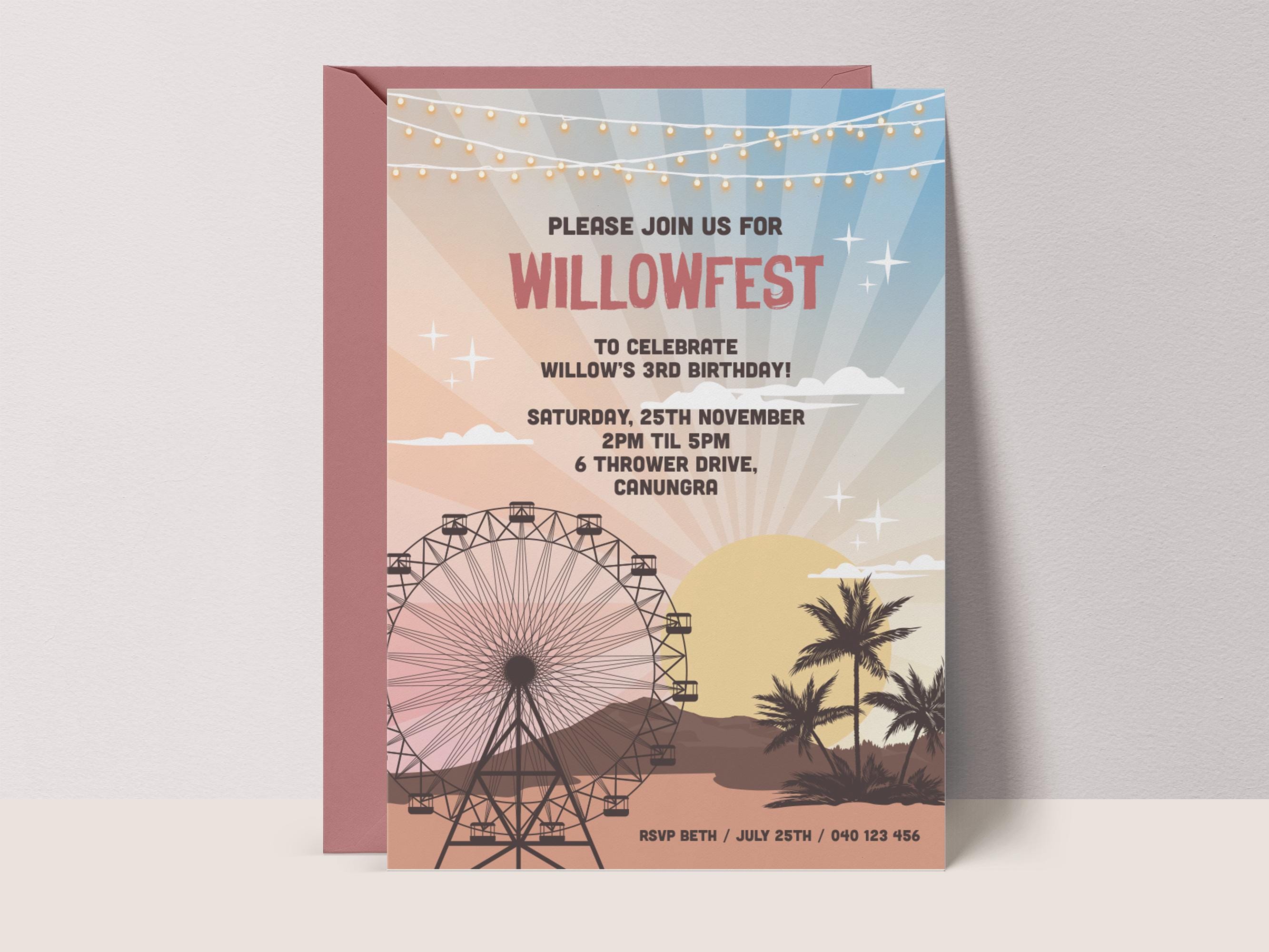 Festival Birthday Invitation Template | Custom Coachella Party ...