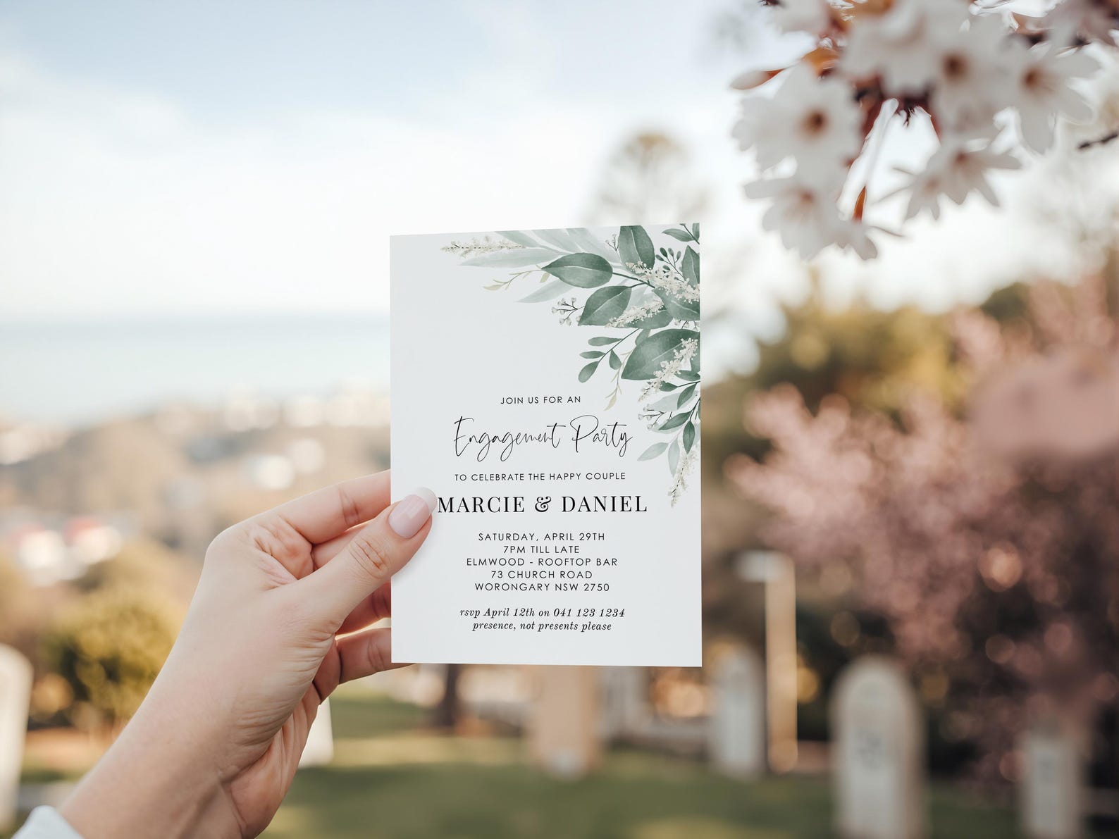 Greenery Engagement Invitation Template Instant Download | Sage Green Print Yourself Digital ...