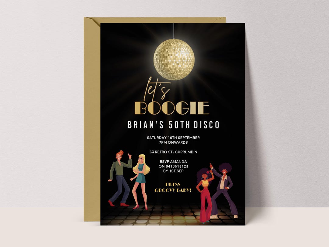 Disco Party Invitation Template | Printable Disco Dancer Invitation ...