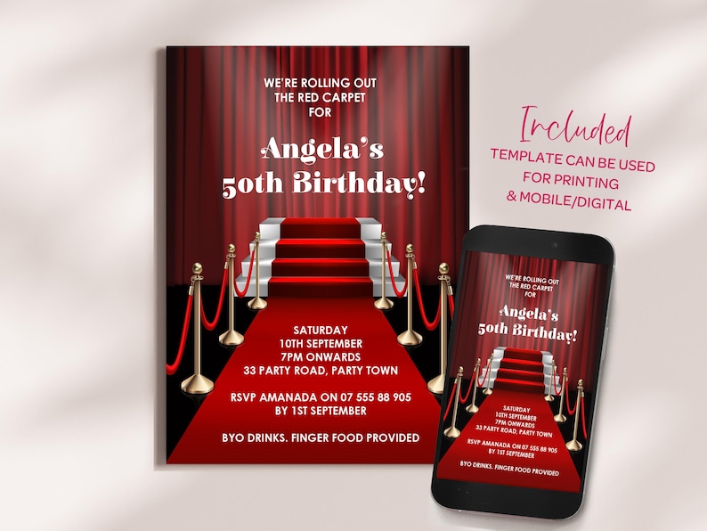 Red Carpet Invitation | Themed Red Carpet Party Invitation Template ...