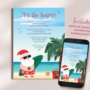 Christmas Pool Party Invitation | Summer Christmas Invite Template ...