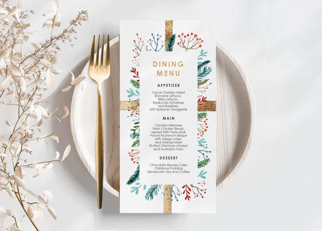 Printable Christmas Menu | Custom Christmas Menus | Instant Download ...