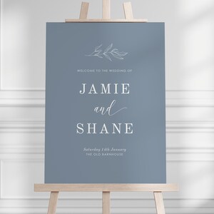 Dusty Blue Wedding Welcome Sign Template | Printable Wedding Signage ...
