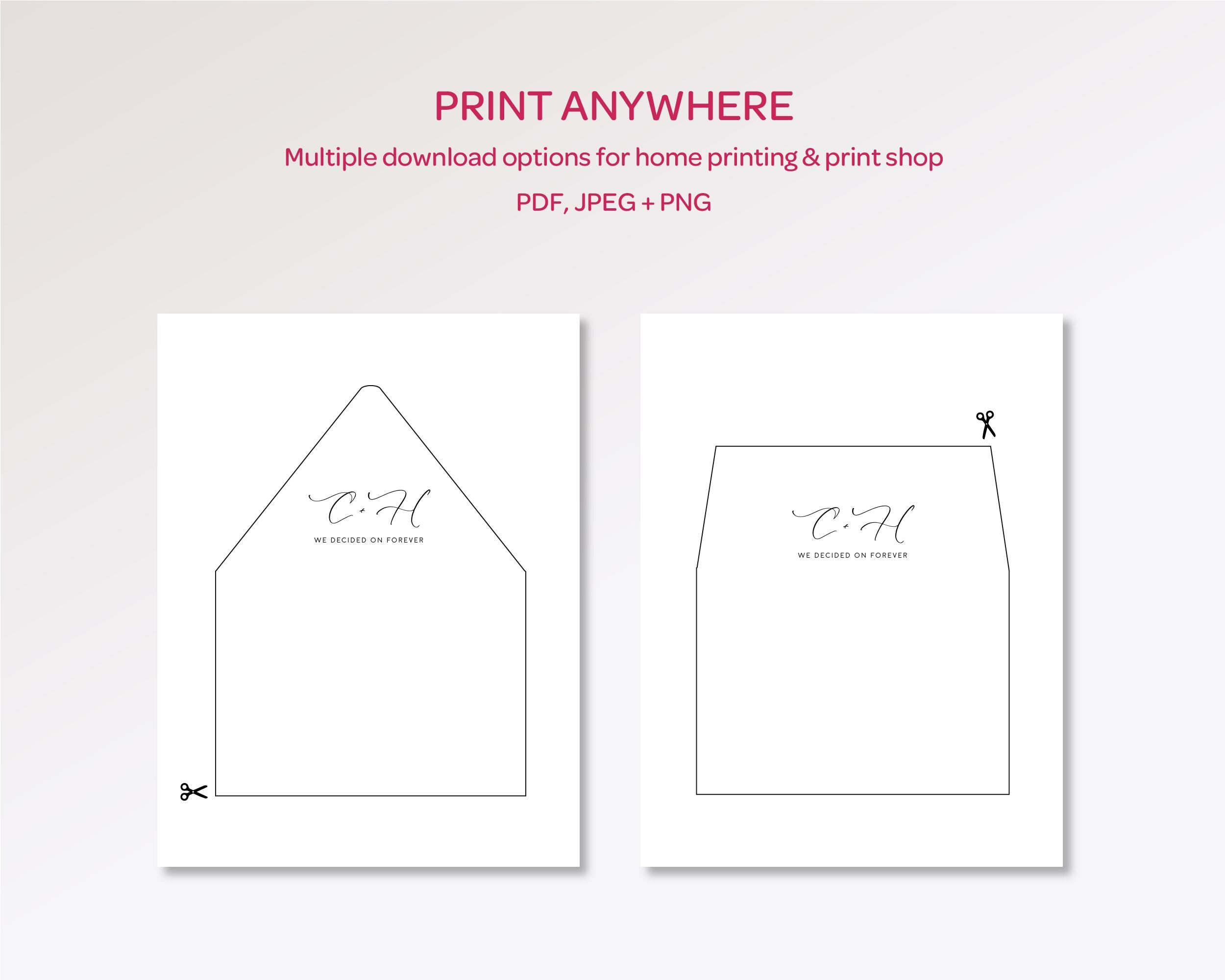 Printable Wedding Envelope Liner Template | Editable Modern Minimalist ...