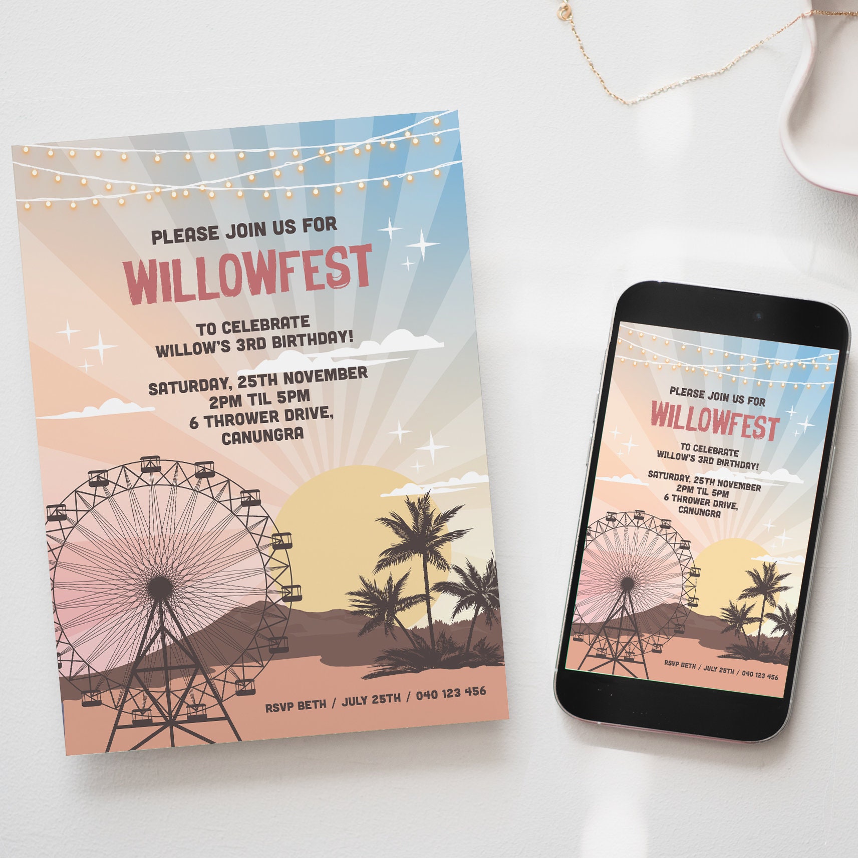 Festival Birthday Invitation Template Coachella Birthday Invitation ...