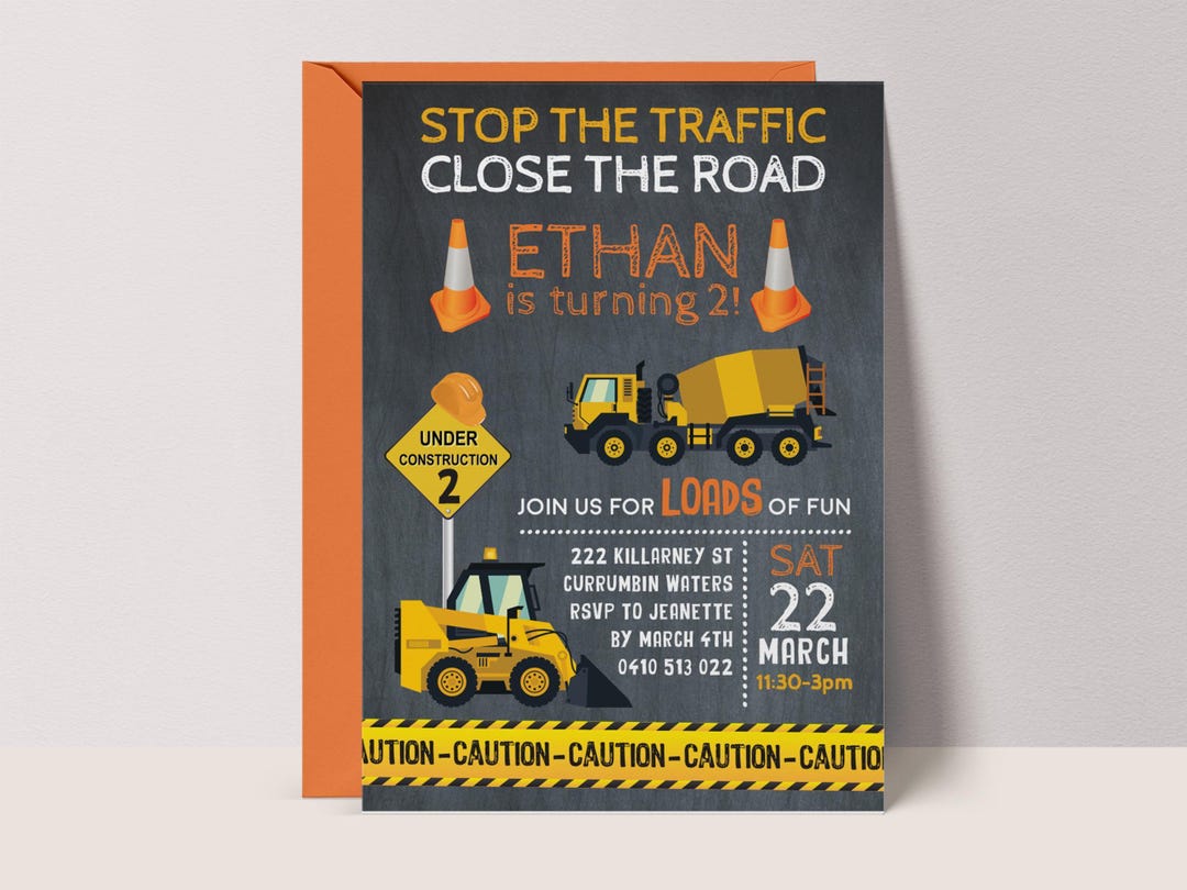 Construction Birthday Invitation Template | Stop the Traffic Birthday ...