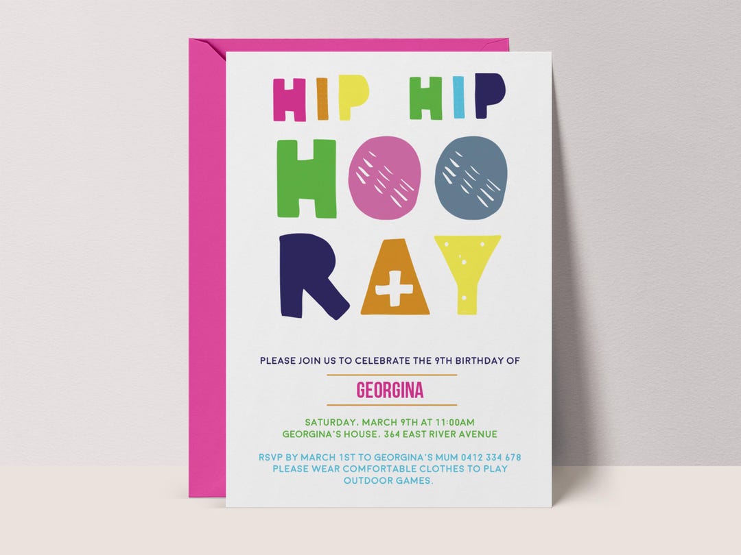 Fun Kids Party Invitation Template, Printable Childrens Birthday Invite ...