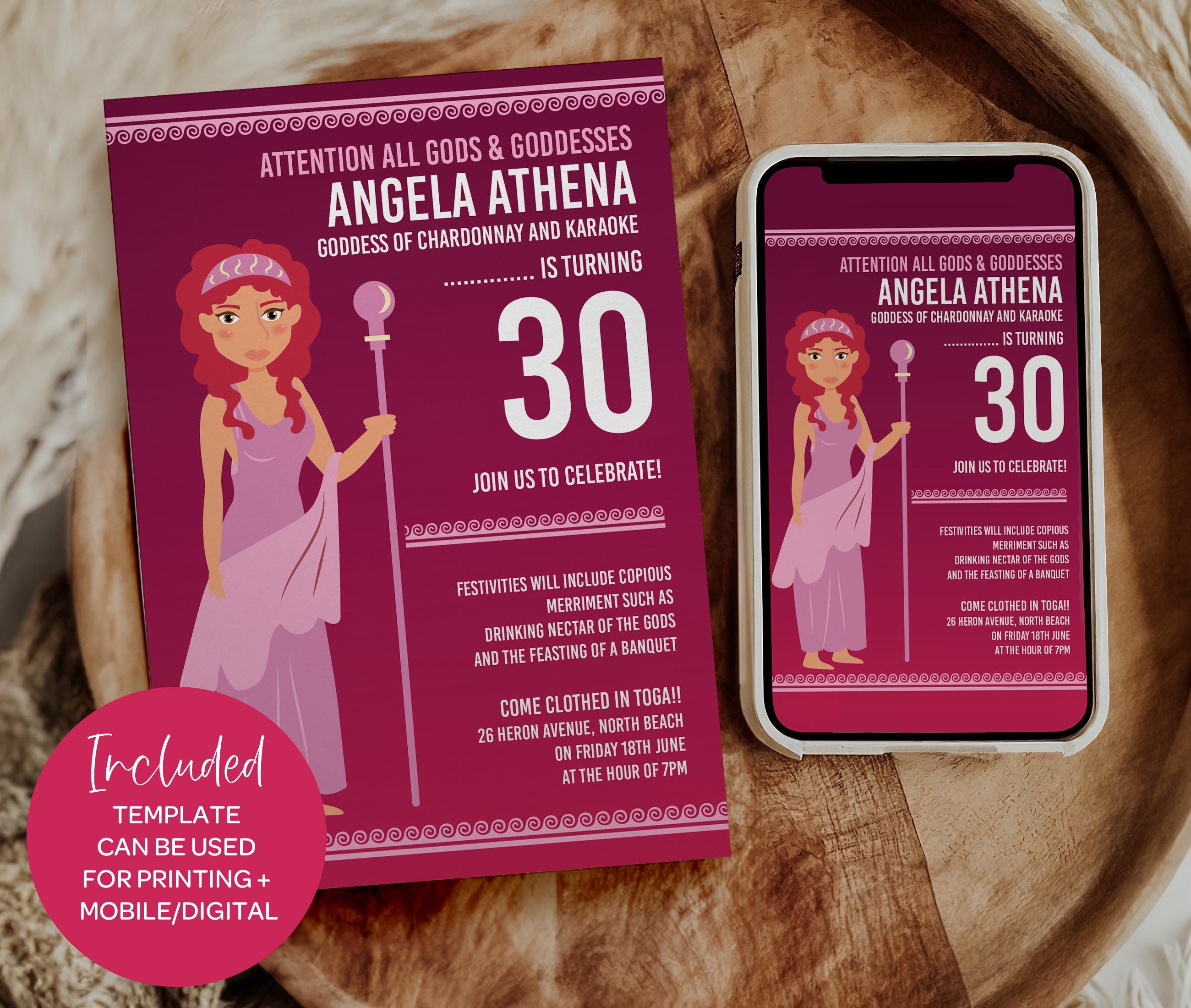 Roman Toga Party Invite Template, Greek Goddess Invitations, Themed ...