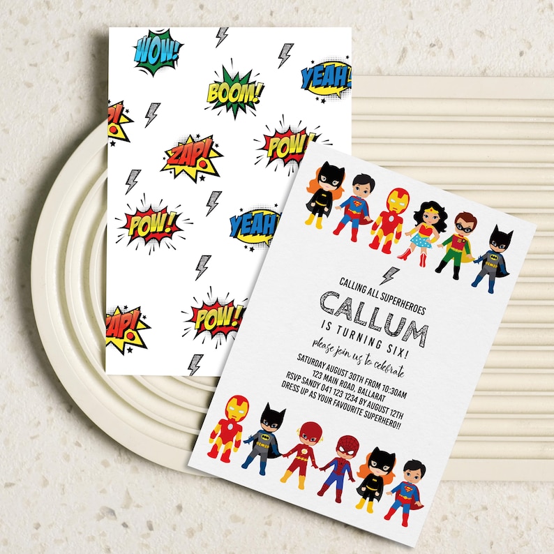 Superhero Invitation Template | Cute Super Heros Birthday Invitation ...