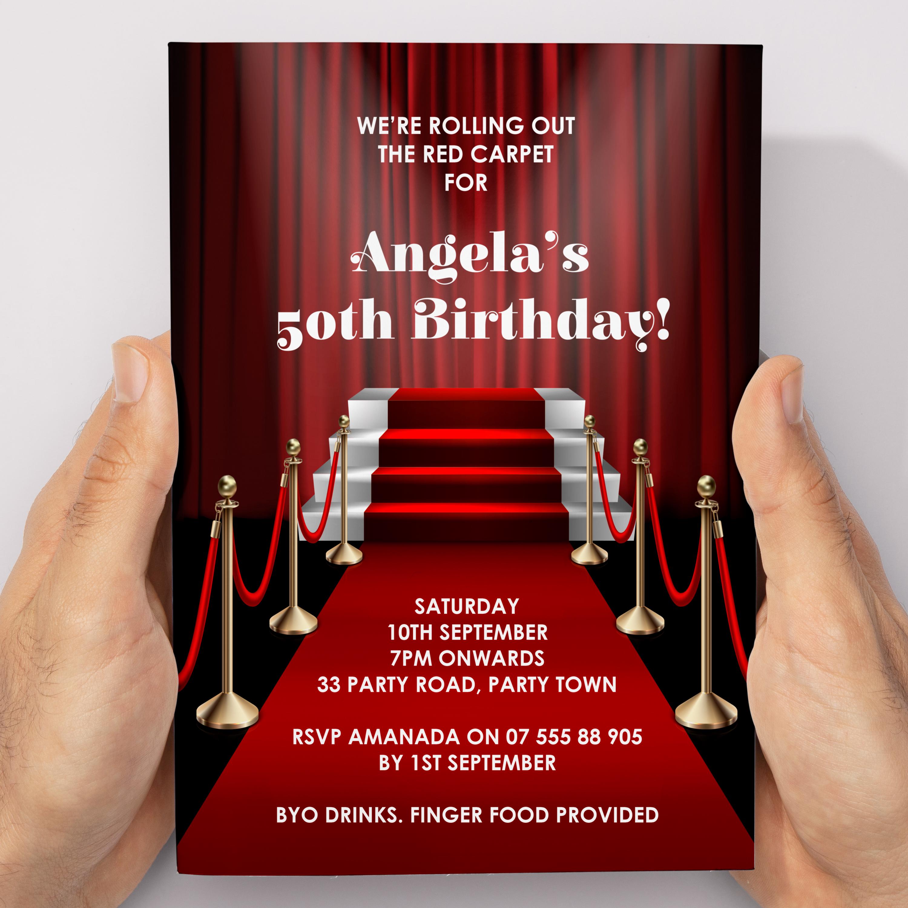 Red Carpet Invitation | Themed Red Carpet Party Invitation Template ...