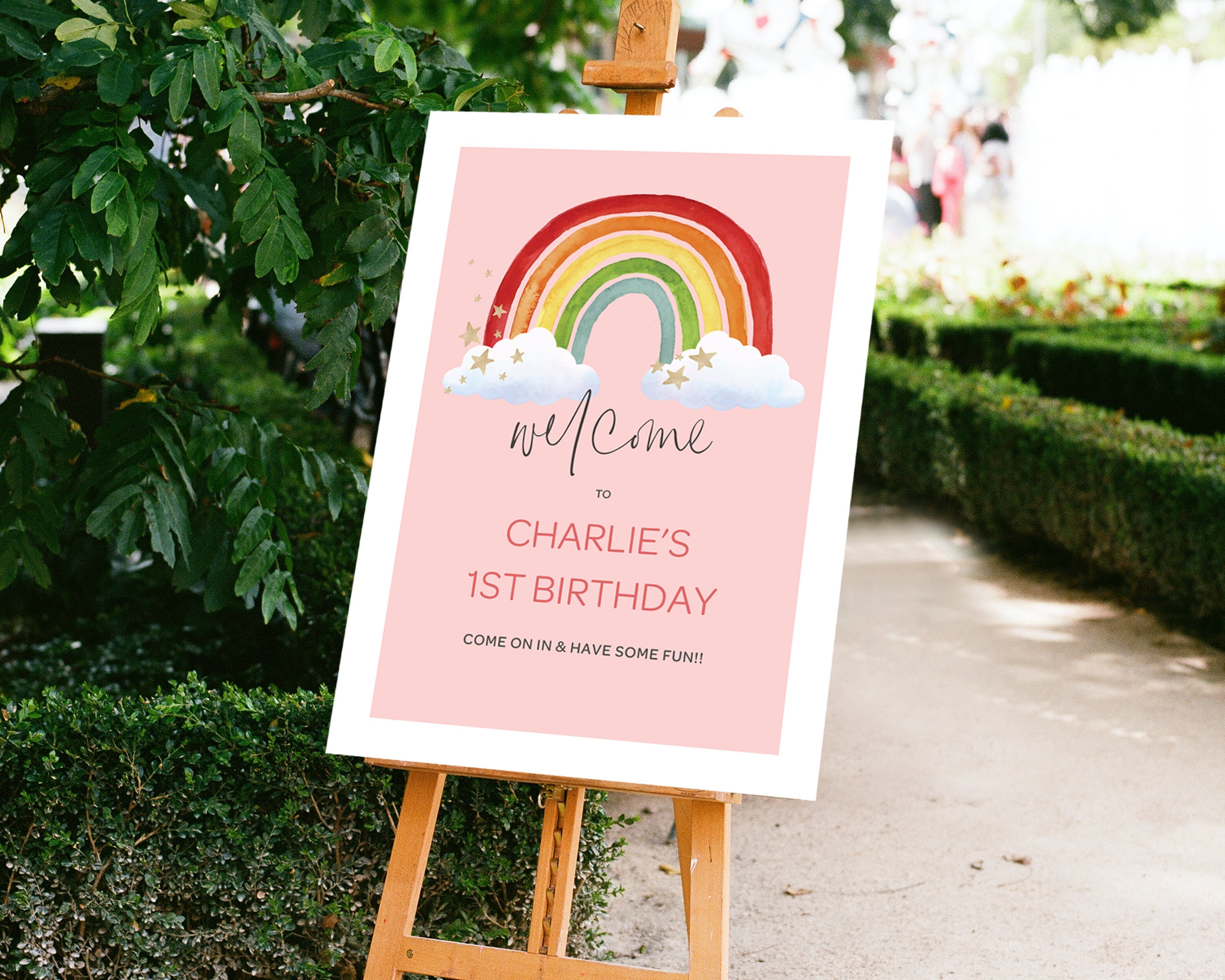 Custom Rainbow Welcome Sign Template | Printable Rainbow Birthday ...
