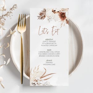 Boho Wedding Menu Template | Custom Wedding Menu | Instant Download ...
