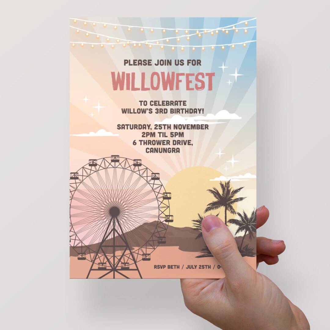 Festival Birthday Invitation Template Coachella Birthday Invitation ...