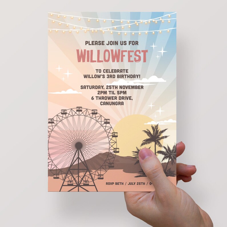 Festival Birthday Invitation Template Coachella Birthday Invitation ...