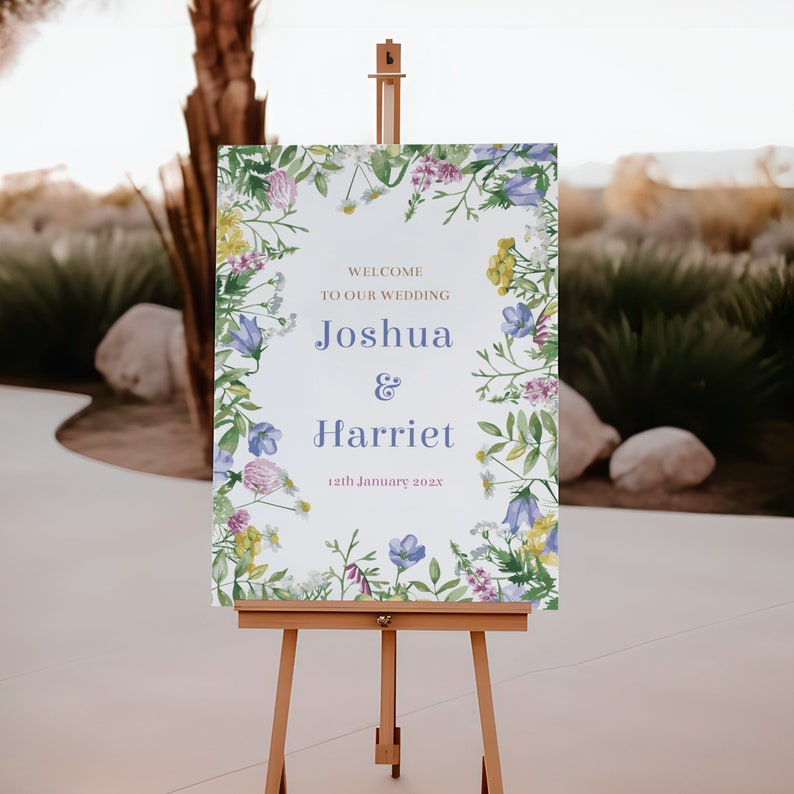 Floral Wedding Welcome Sign Template | Floral Printable Wedding Signage ...