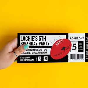 Collingwood Magpies Birthday Ticket Invitation: AFL Black & White ...