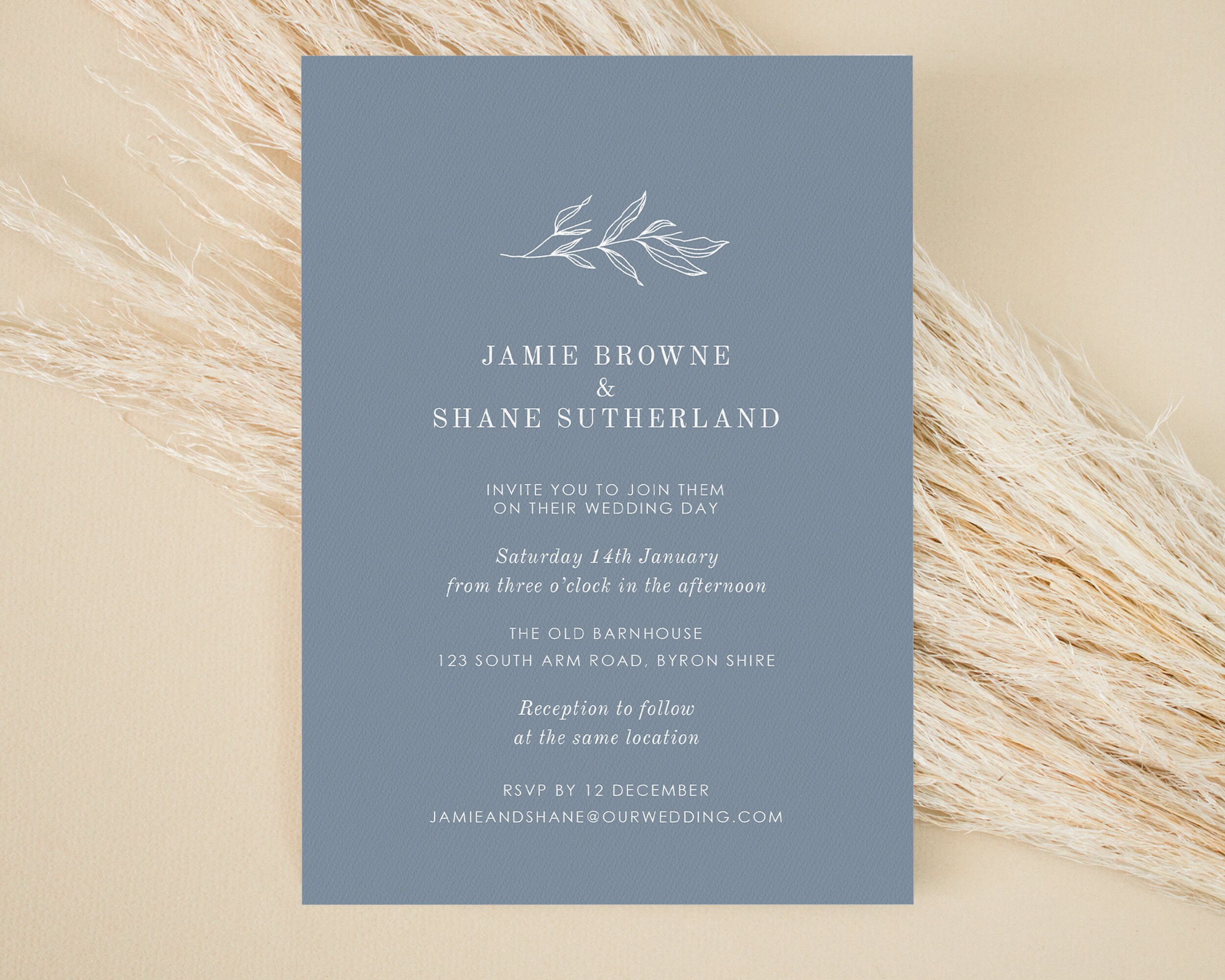 Dusty Blue Wedding Invitation Template Printable | Custom Wedding ...