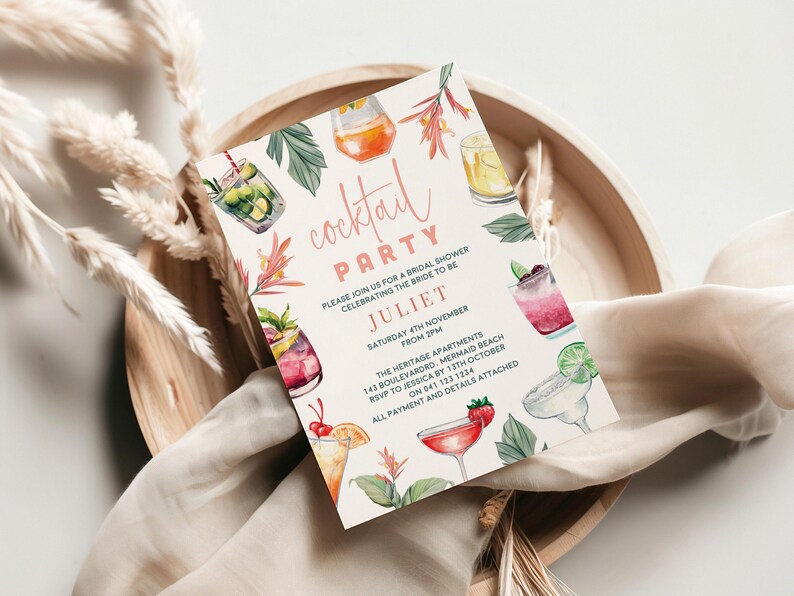 Cocktail Party Invitation: Bridal Shower & Hens Night (instant Download ...