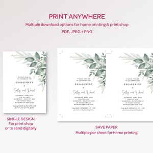 Greenery Engagement Invitation Template Instant Download | Sage Green Print Yourself Digital ...