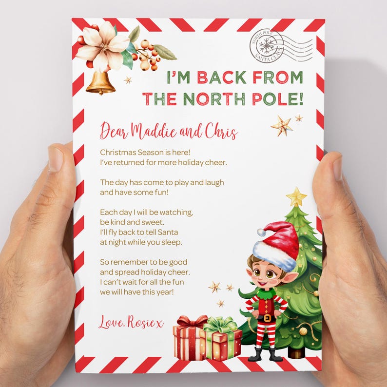 Elf I'm Back Letter Template Printable Custom Elf Letter Instant ...