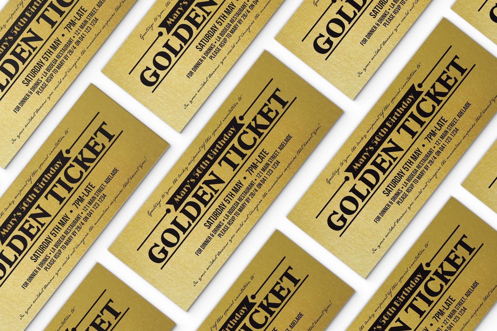 Golden Ticket Birthday Invitation | Gold Ticket Birthday Invite ...