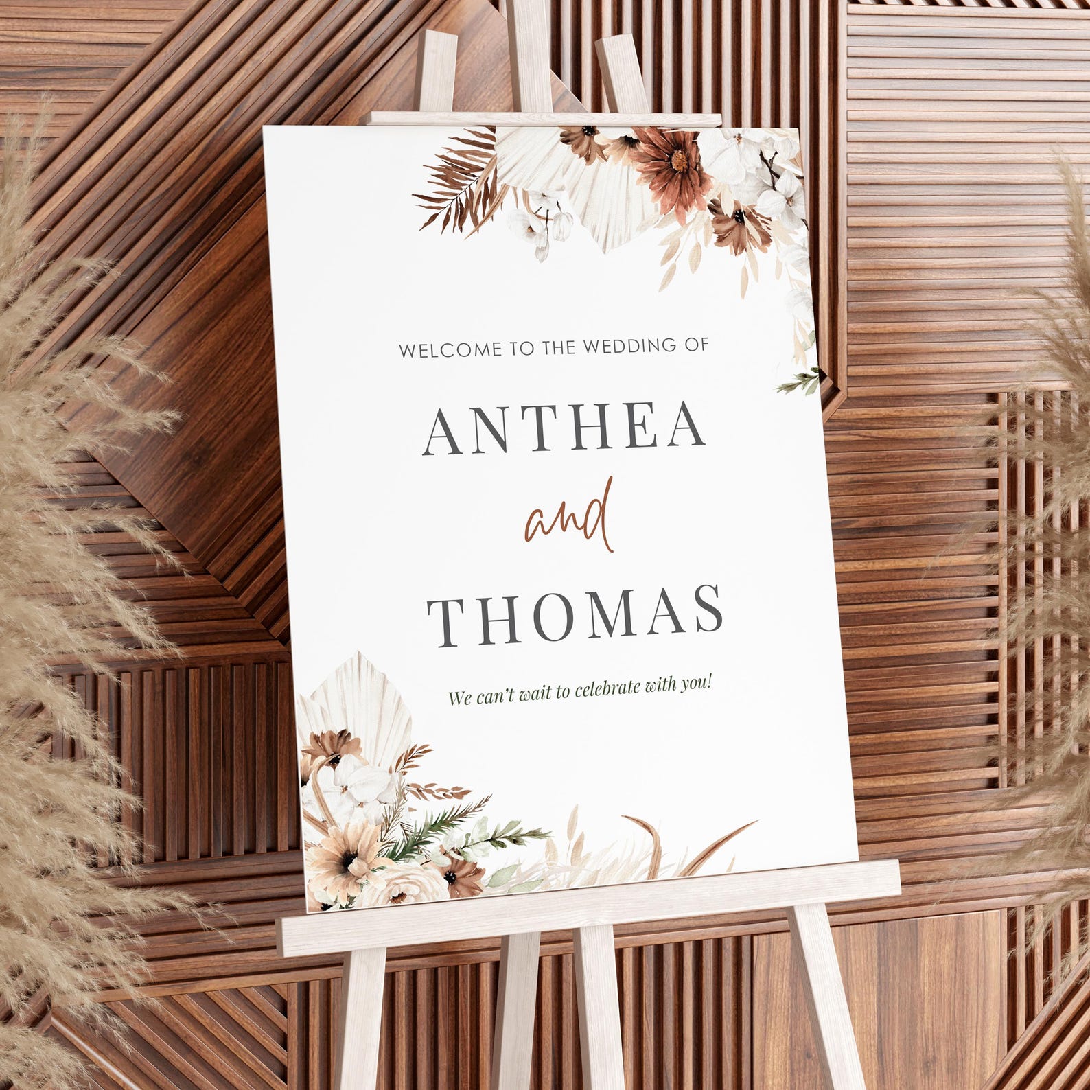 Boho Wedding Welcome Sign | Editable Bohemian Welcome Sign Template ...