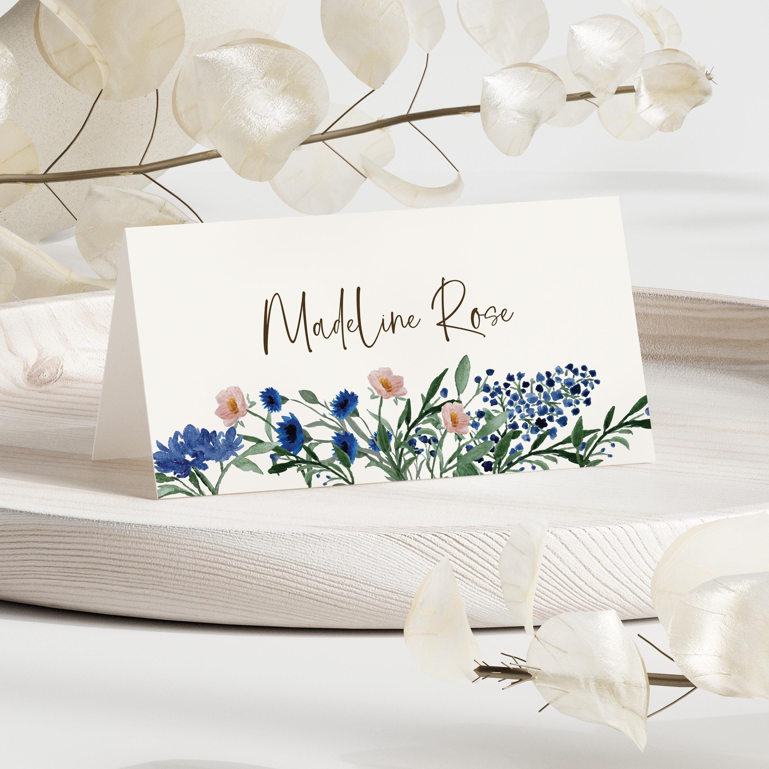 Blue Floral Wedding Invitation Template Custom Wedding Invitation ...