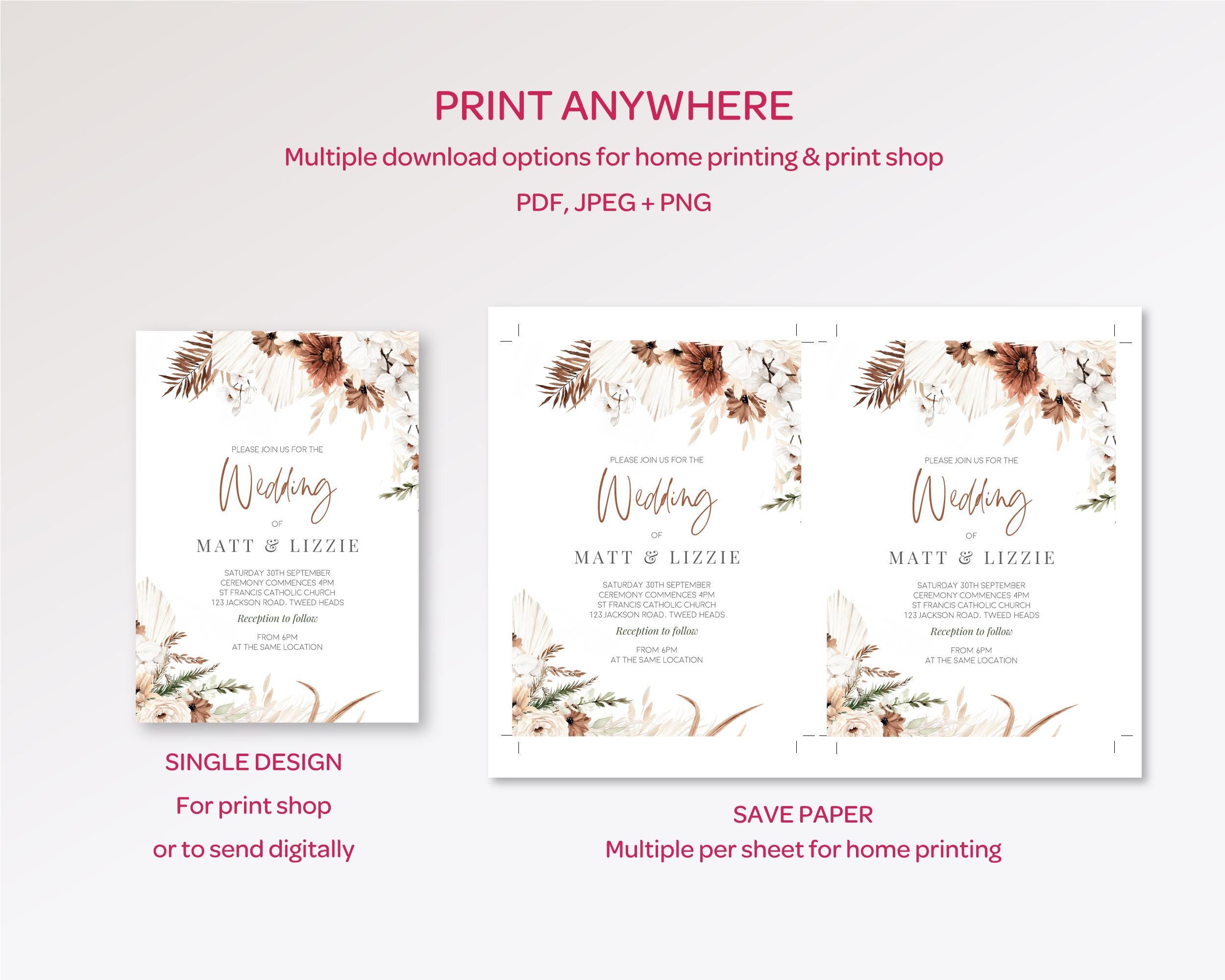 Boho Wedding Invitation Template Custom Wedding Invitation Instant ...