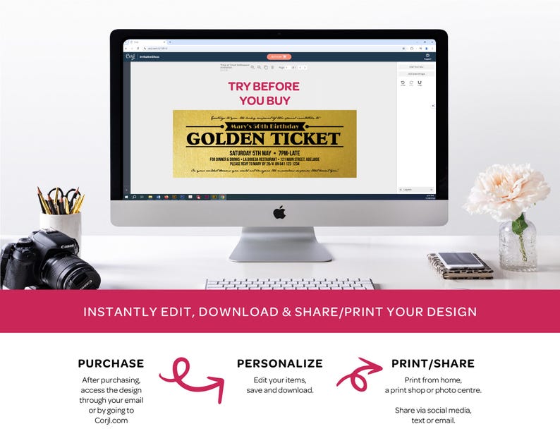 Golden Ticket Birthday Invitation | Gold Ticket Birthday Invite ...