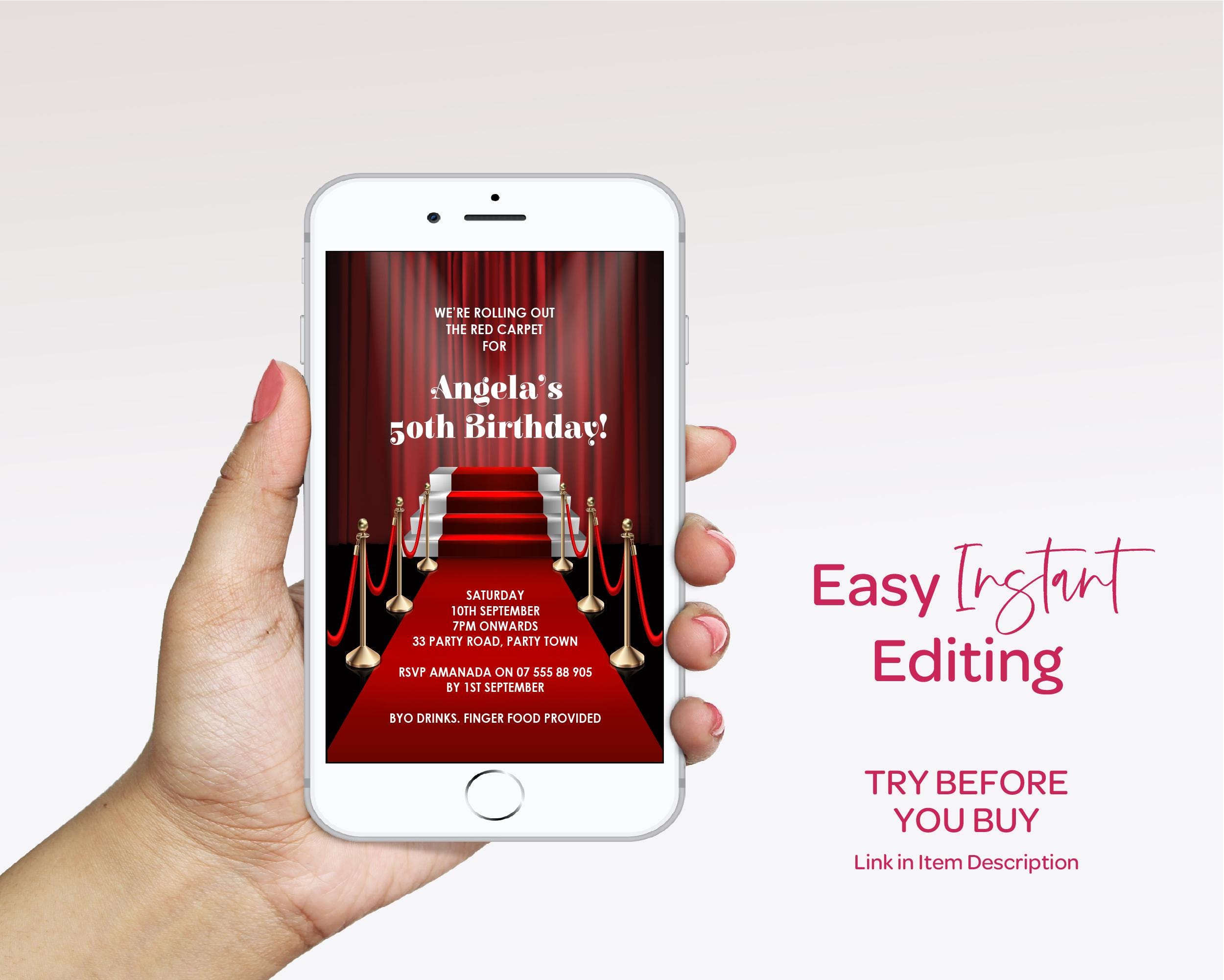 Red Carpet Invitation | Themed Red Carpet Party Invitation Template ...