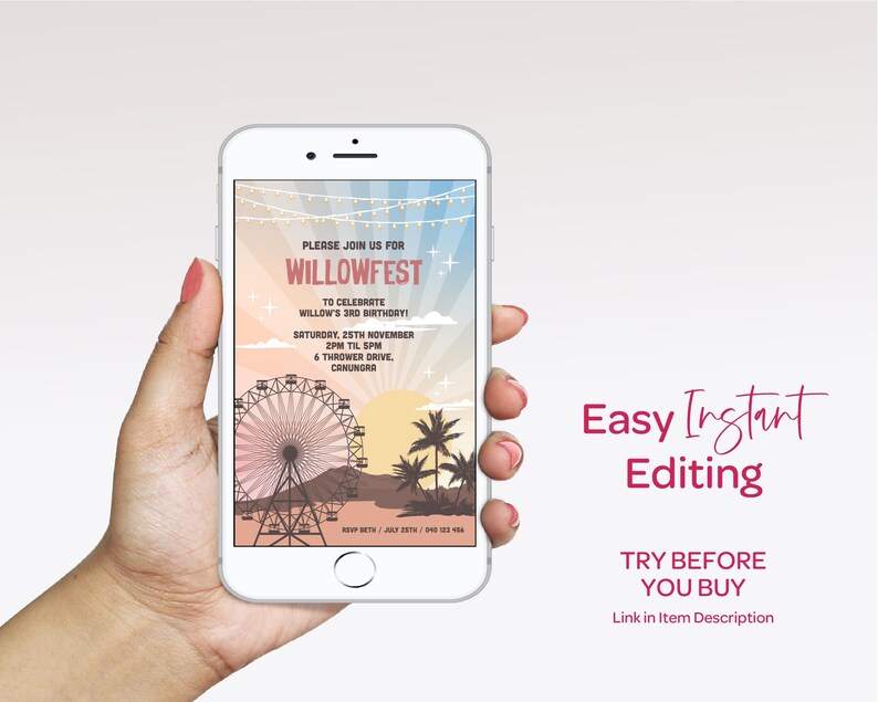 Festival Birthday Invitation Template | Custom Coachella Party ...