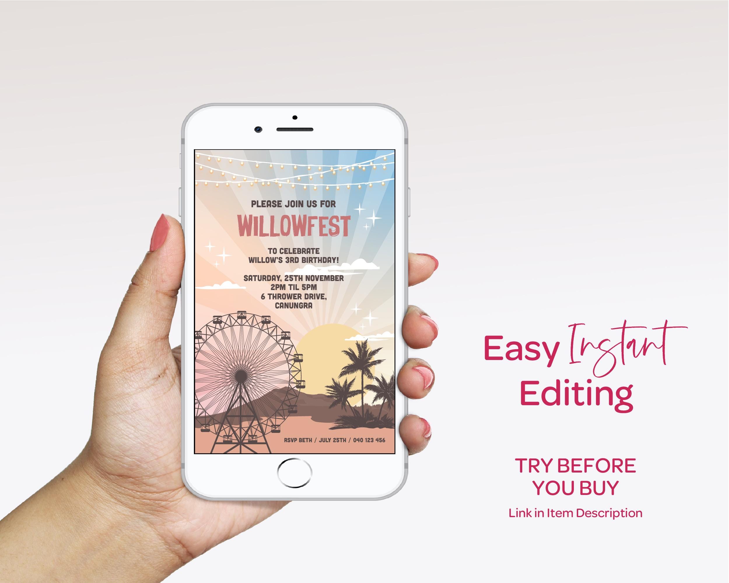 Festival Birthday Invitation Template | Custom Coachella Party ...