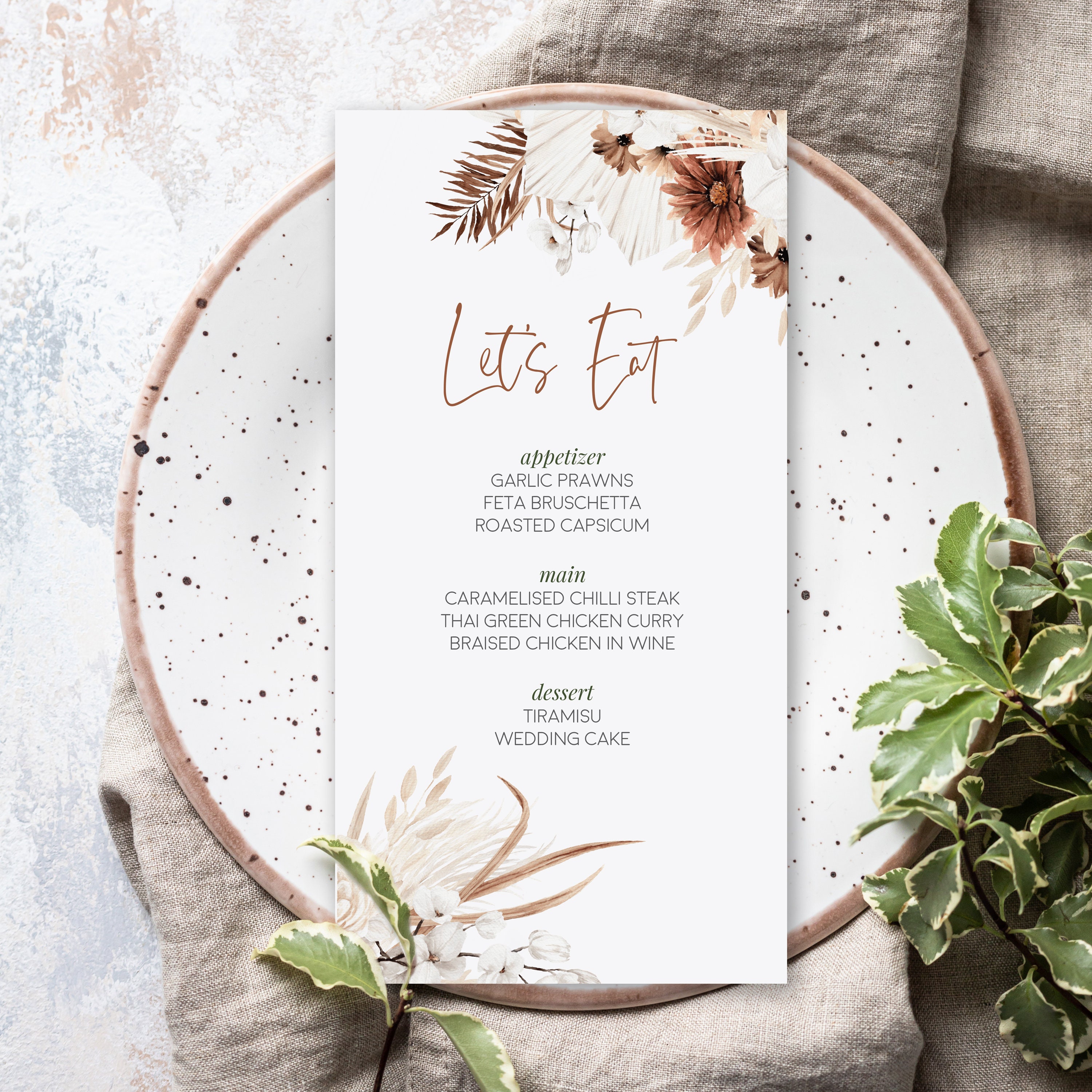 Boho Wedding Menu Template Custom Wedding Menu Instant - Etsy