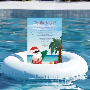 Christmas Pool Party Invitation | Summer Christmas Invite Template ...
