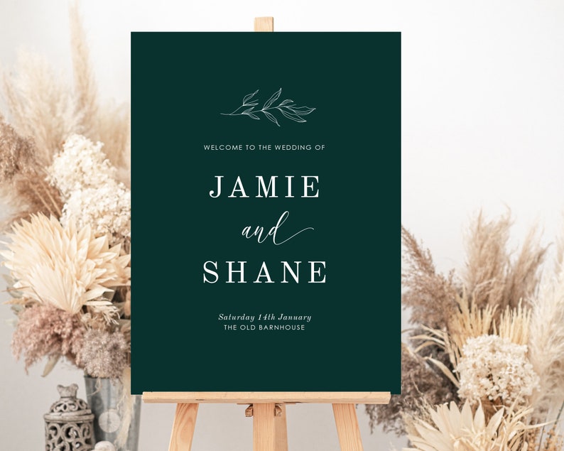 Emerald Green Wedding Welcome Sign Template Printable Wedding Signage ...