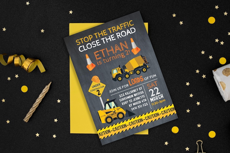 Construction Birthday Invitation Template | Stop the Traffic Birthday ...