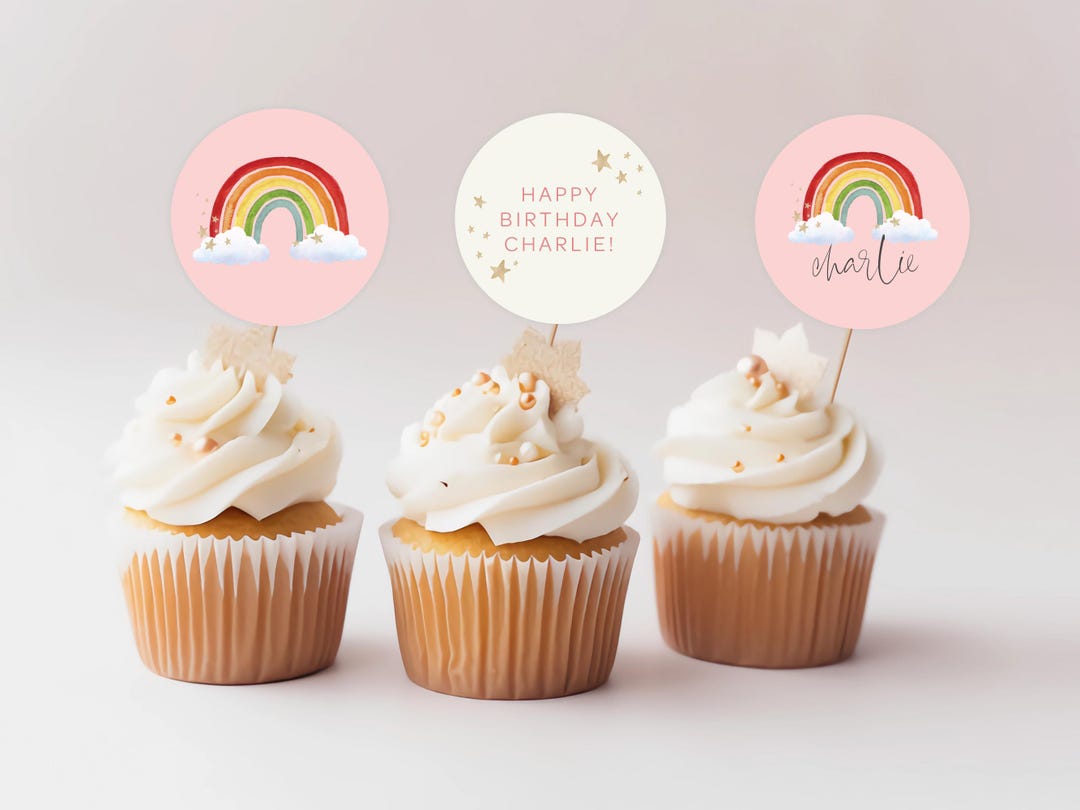 Rainbow Cupcake Toppers | Rainbow Topper | Rainbow Party | Rainbow ...