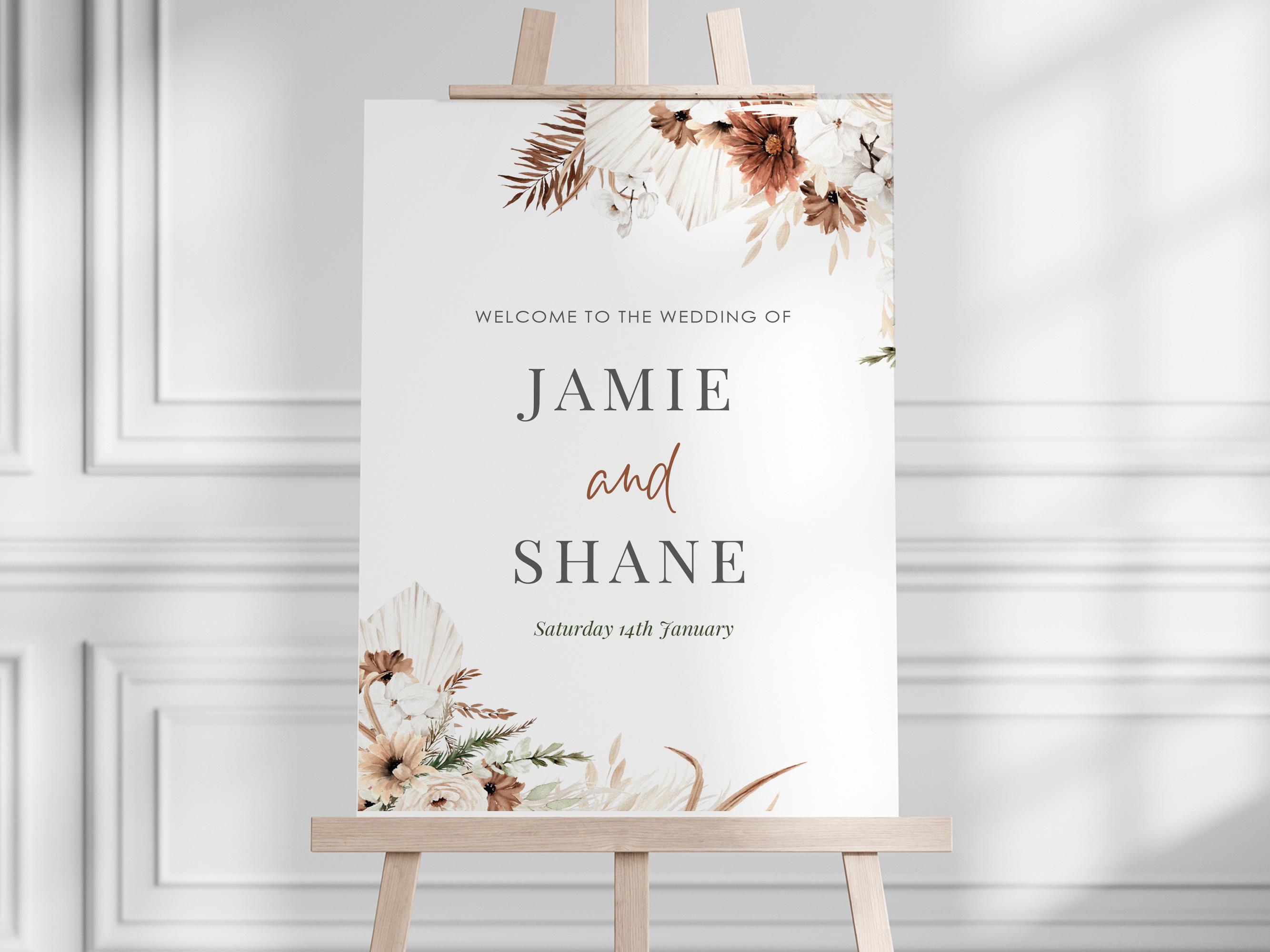Boho Wedding Welcome Sign | Editable Bohemian Welcome Sign Template ...
