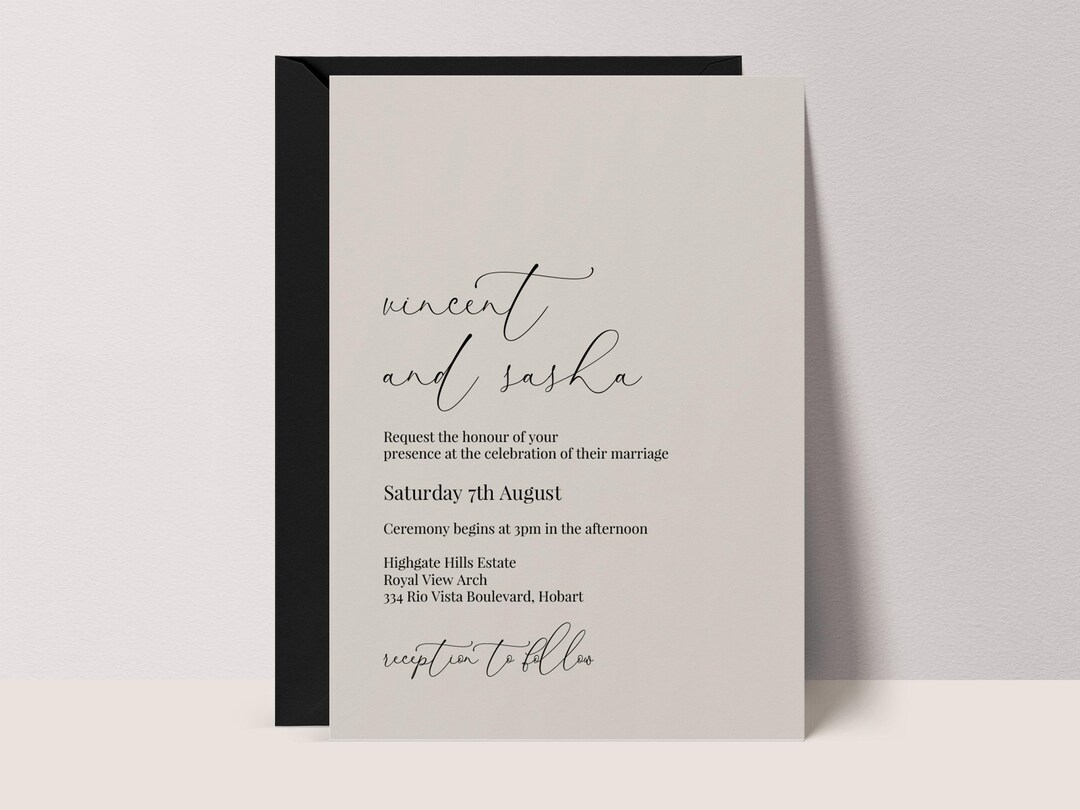 Beige Wedding Invitation Template | Editable Modern Printable Wedding ...
