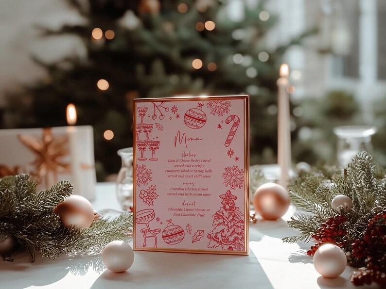 Christmas Dinner Menu | Printable Christmas Menus | Instant Download ...