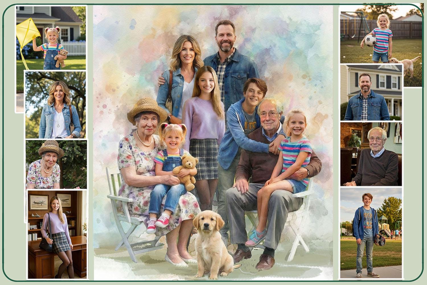 Custom Family and Pet Composite Art, Merge Multiple Photos Into One ...