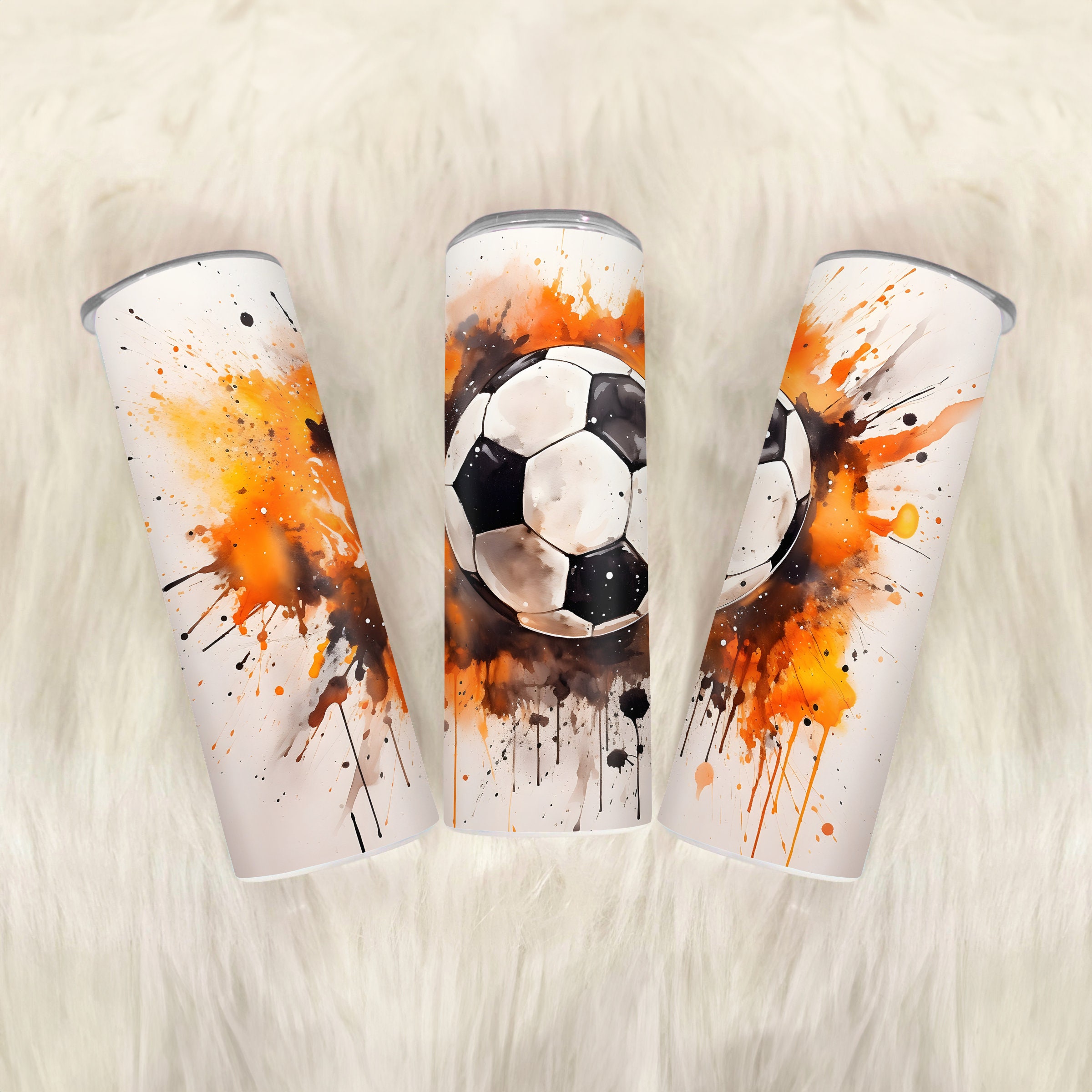 Orange and Black Soccer Ball Wrap for 20oz Skinny Tumblers ...
