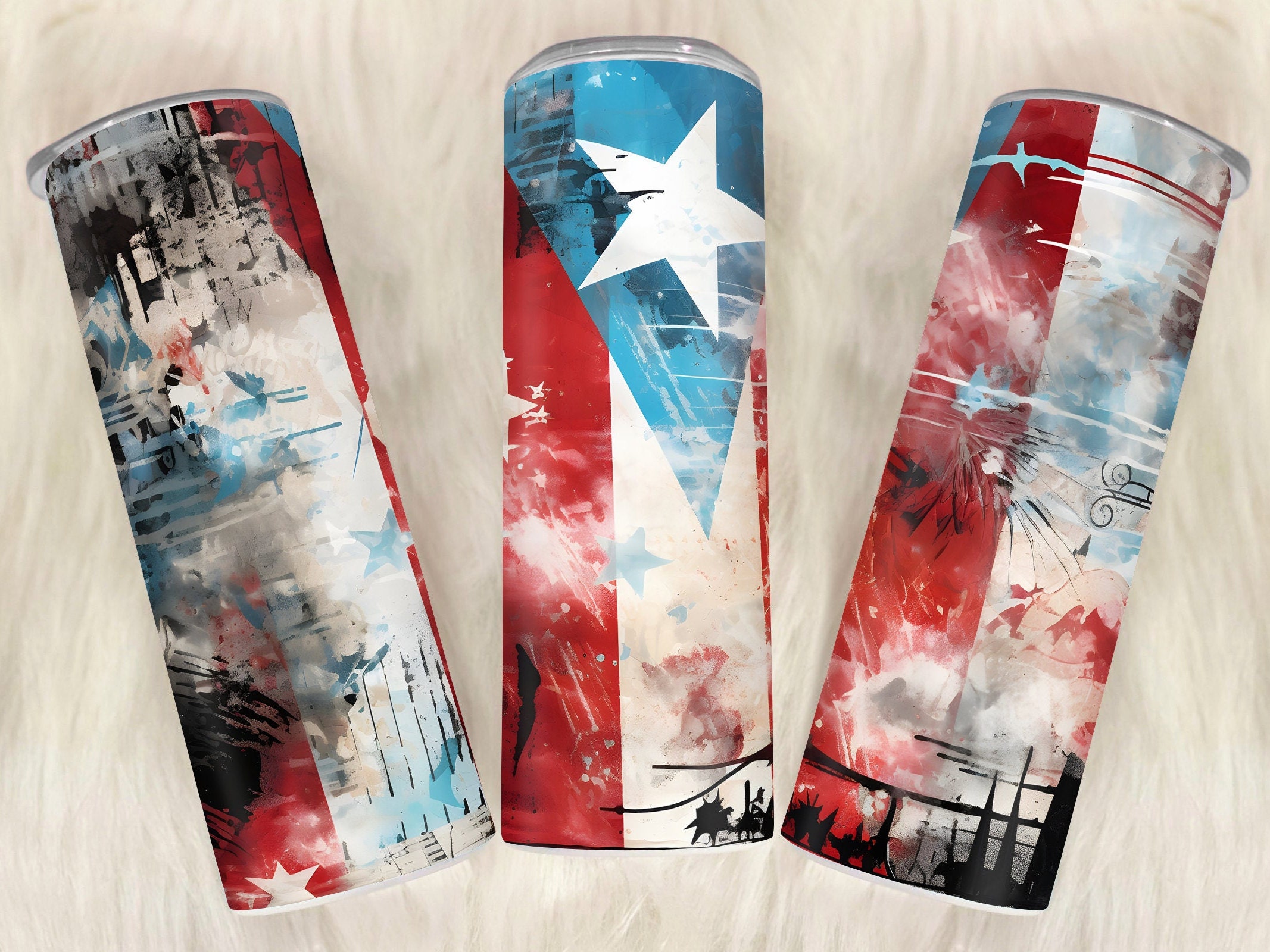 Vintage Puerto Rico Flag Wrap for 20oz Skinny Tumblers | Sublimation ...