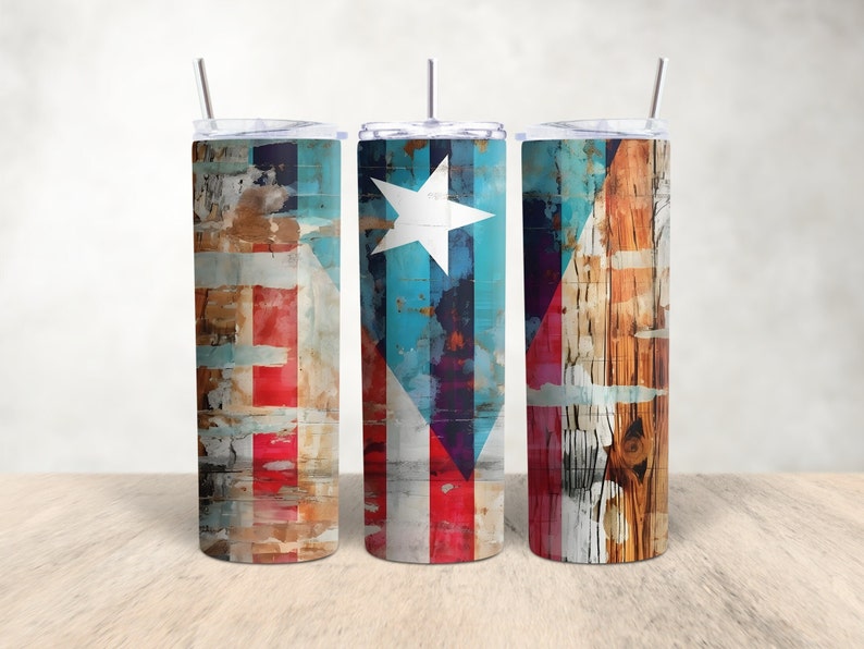 Vintage Puerto Rico Flag Wrap for 20oz Skinny Tumblers | Sublimation ...