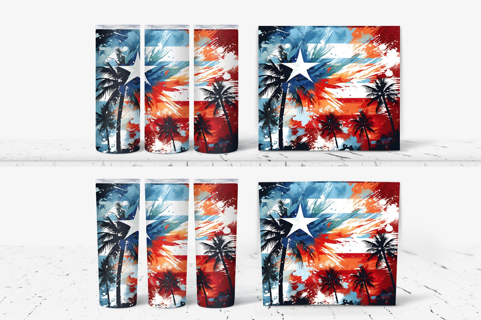 Puerto Rico Flag Wrap Bundle for 20oz Skinny Tumblers | Sublimation ...