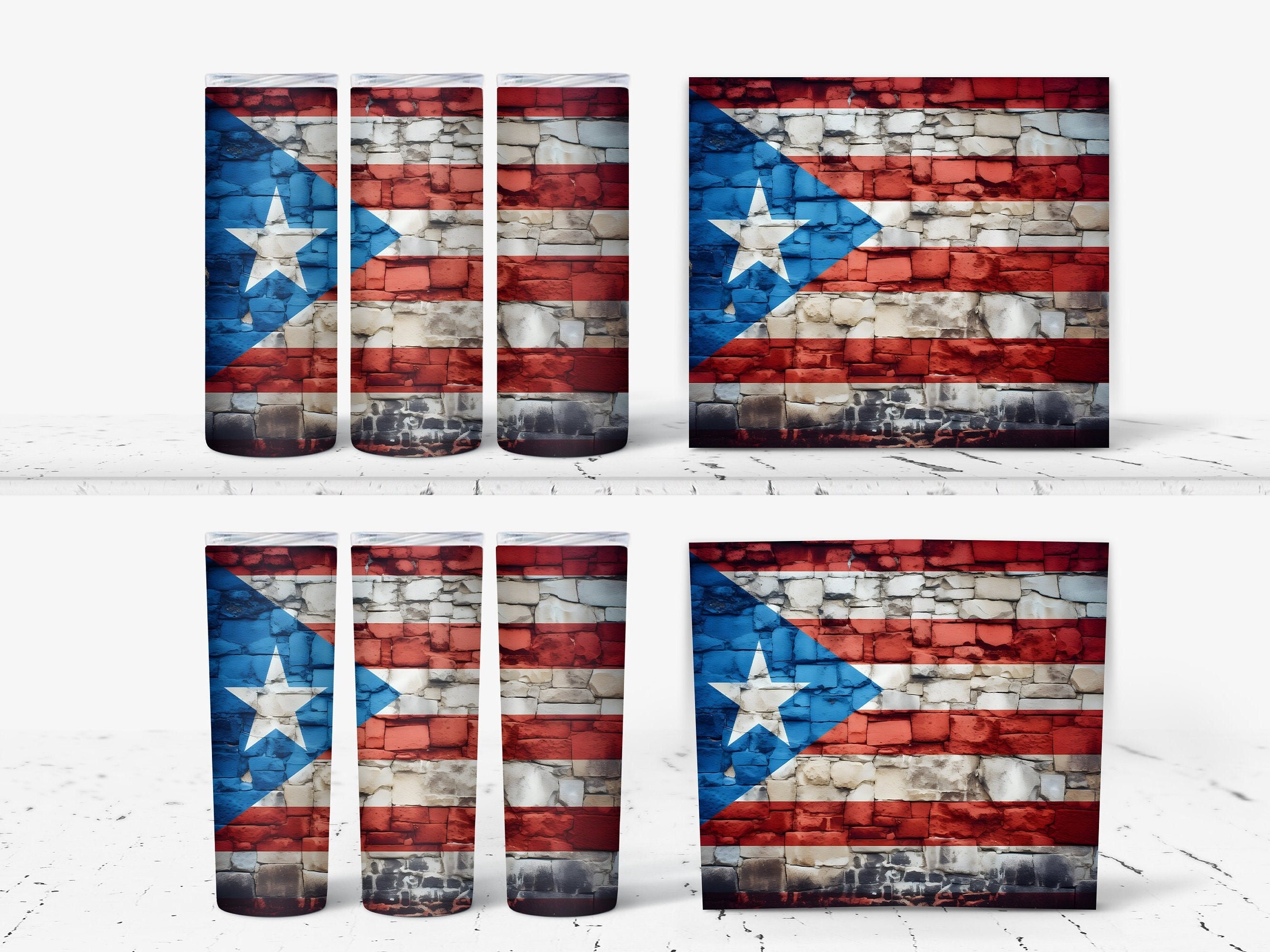 Vintage Puerto Rico Flag Wrap for 20oz Skinny Tumblers | Sublimation ...