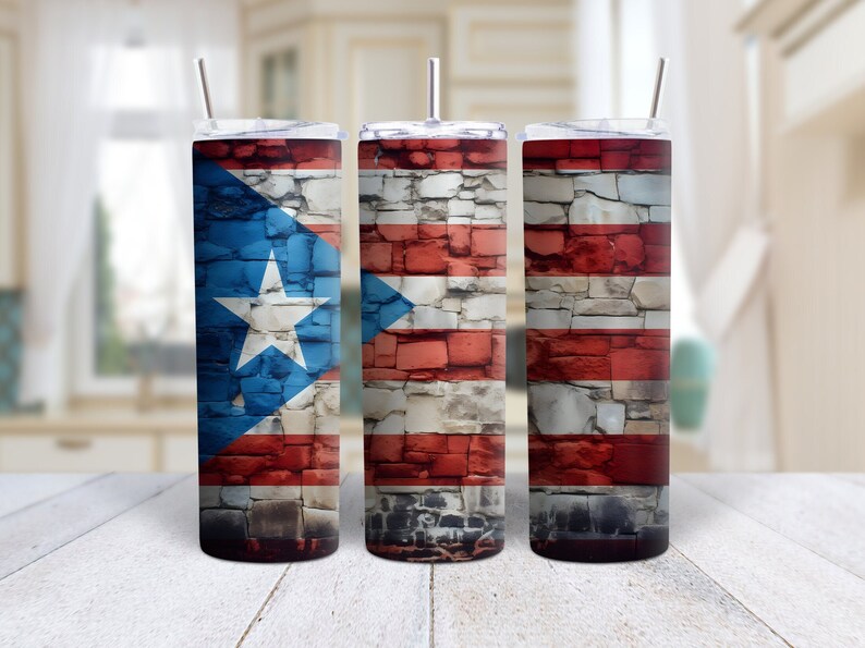 Vintage Puerto Rico Flag Wrap for 20oz Skinny Tumblers | Sublimation ...