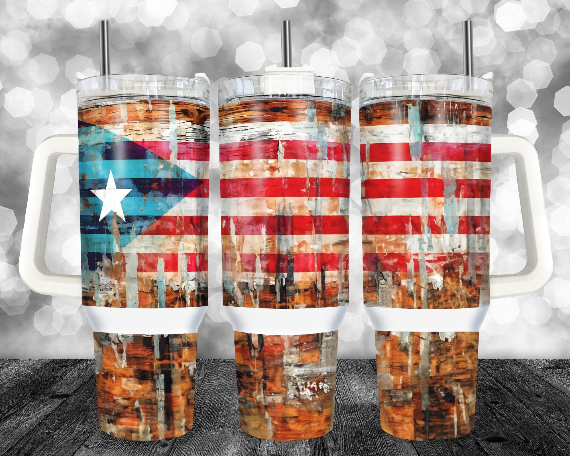 Puerto Rico Flag 40oz Quencher Tumblers | Sublimation Design | PNG ...